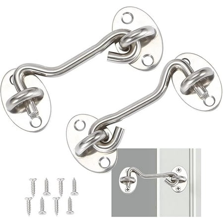 SHAR 2pcs Cabin Hook, Door Latch Hook, Silver Stainless Steel Door Hook ...