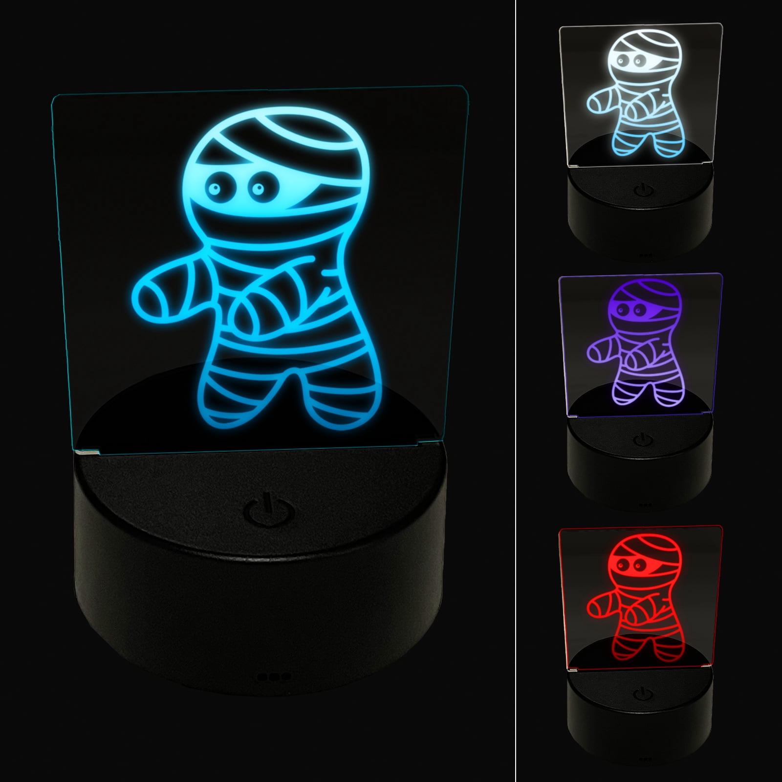Scared Halloween Mummy LED Night Light Sign 3D Illusion Desk Nightstand ...