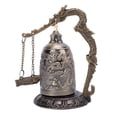 Antique Bronze Alloy Dragon Lock Bell Ornament with Carved Totem Design ...