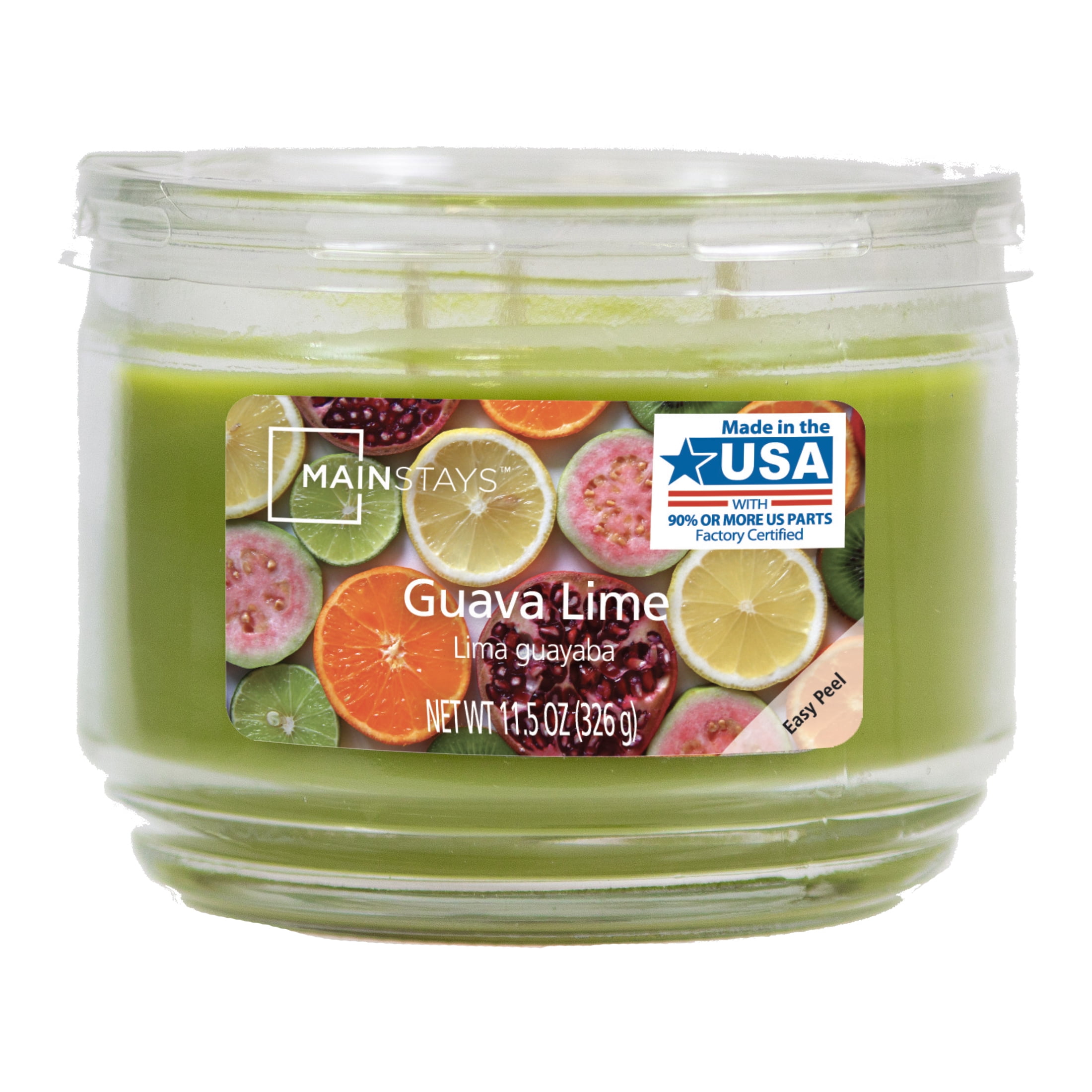 Mainstays Guava Lime Scented 3-Wick Glass Jar Candle, 11.5 oz ...