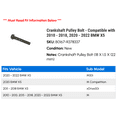 Crankshaft Pulley Bolt - Compatible with 2010 - 2018, 2020 - 2022 BMW X5 2011 2012 2013 2014 ...
