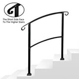 BaytoCare Outdoor 3-Step Adjustable Black Wrought Iron Handrail for ...