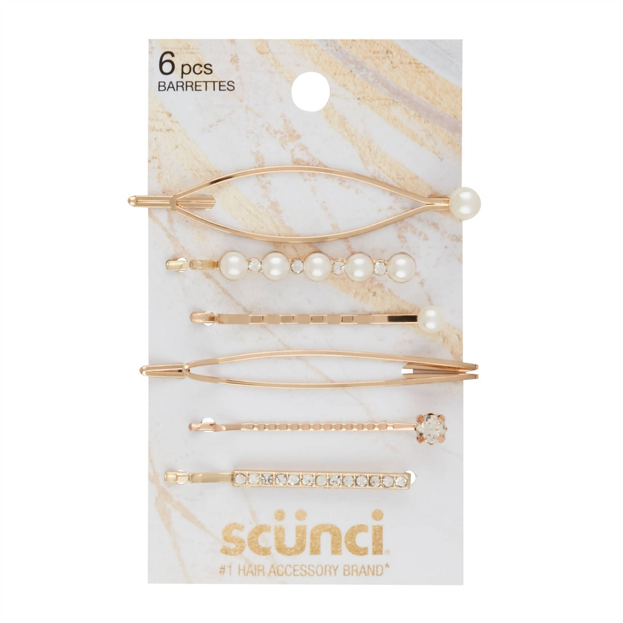 Scunci Assorted Gold and Pearl Hair Barrettes, 6-Pieces - Walmart.com