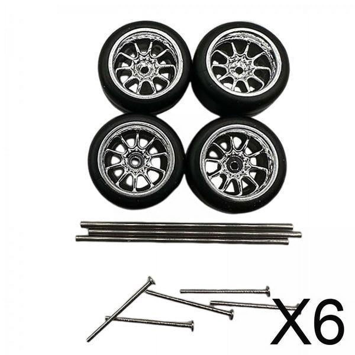 Runquan 6x4 Pieces RC Car Wheels and Tires RC Alloy Car Accessories for ...