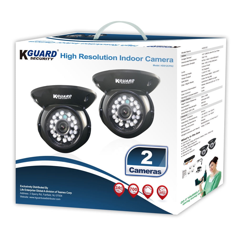 Kguard Security HD812C 2 700TVL Dome Security System Cameras 3.6mm Lens ...