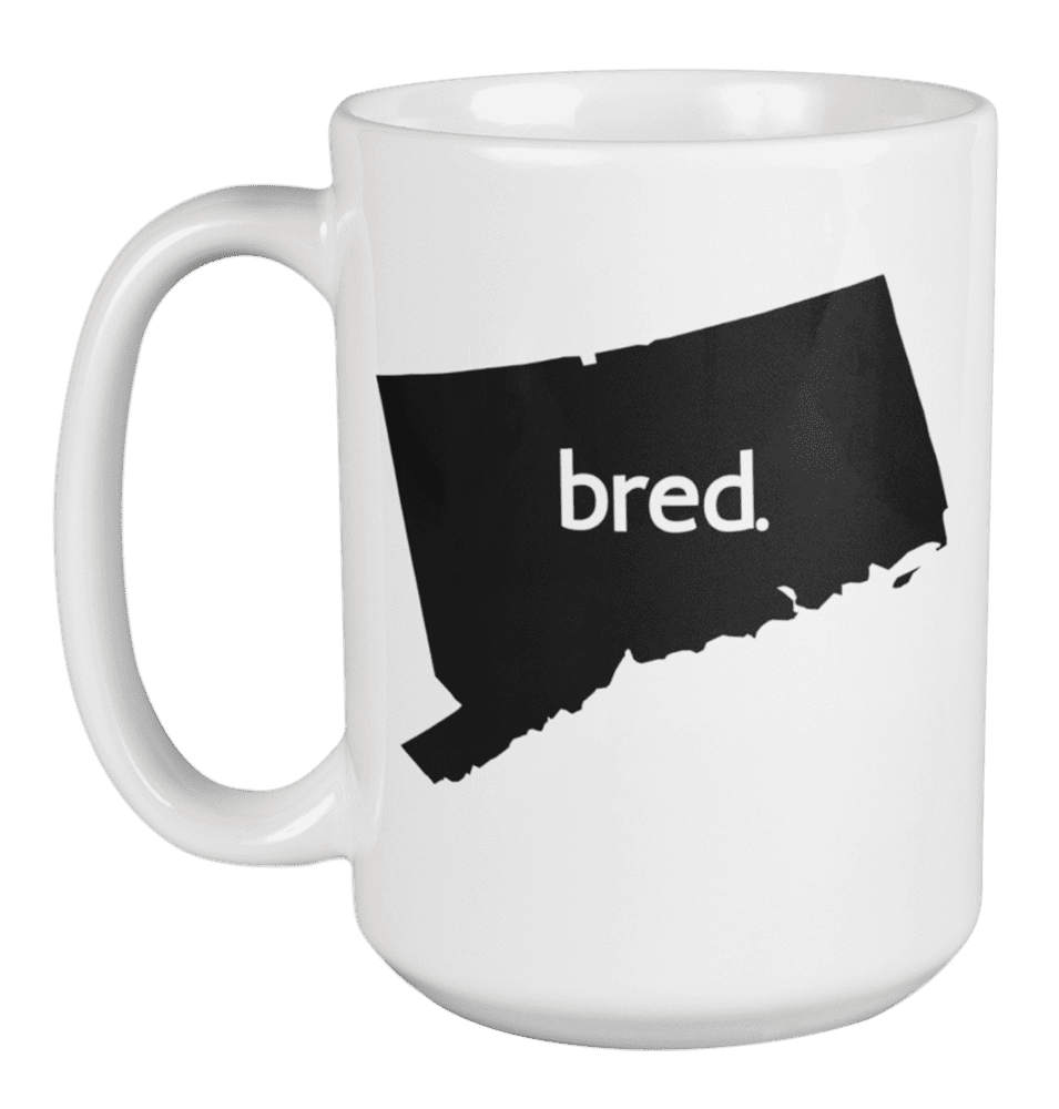 Connecticut Bred & CT USA State Map Outline, US Citizen Coffee & Tea ...