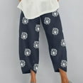 Plus Size Womens Wide Leg Boho Linen Pants Summer Beach Capris Elastic