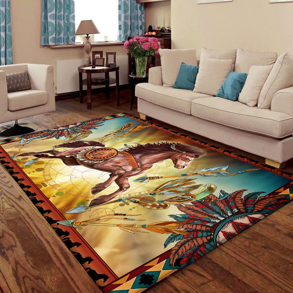 Rectangle Area Rug For Living Room, Bedroom, Horse Rug Wild Horse ...