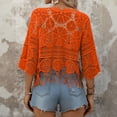 Women's Plain Fringe Trim Cut out Sheer Cover Up, Boho Scallop Trim 3/4 ...