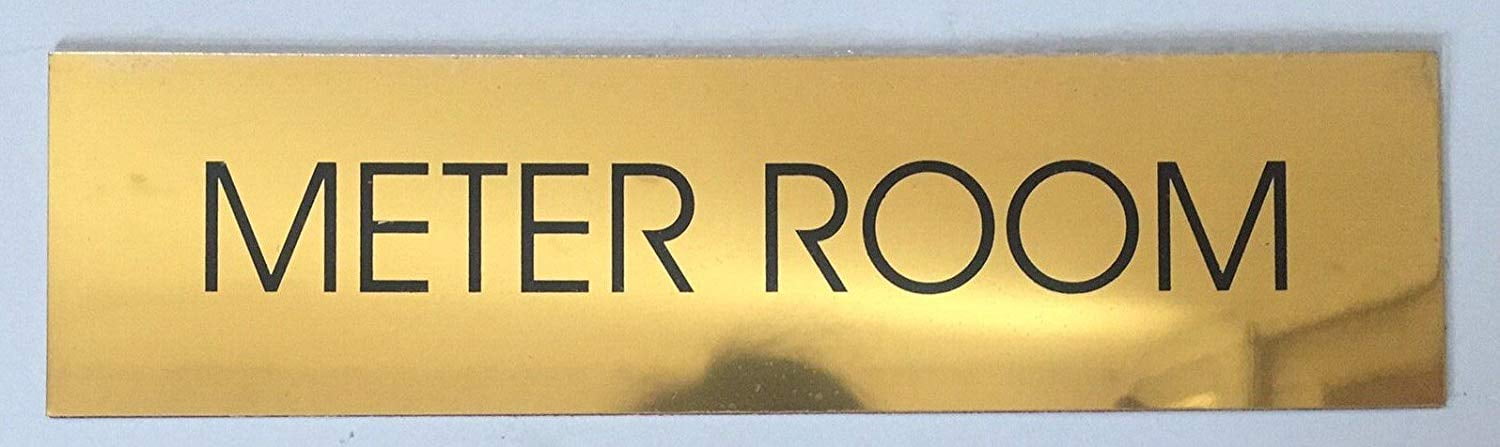 METER ROOM SIGN - Gold BACKGROUND (ALUMINIUM - 2 x7 3/4) WITH SELF ...