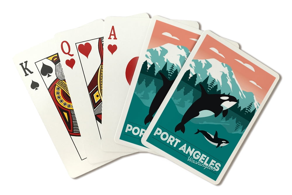 Port Angeles, Washington, Orca Whale and Calf, Vector, Lantern Press ...