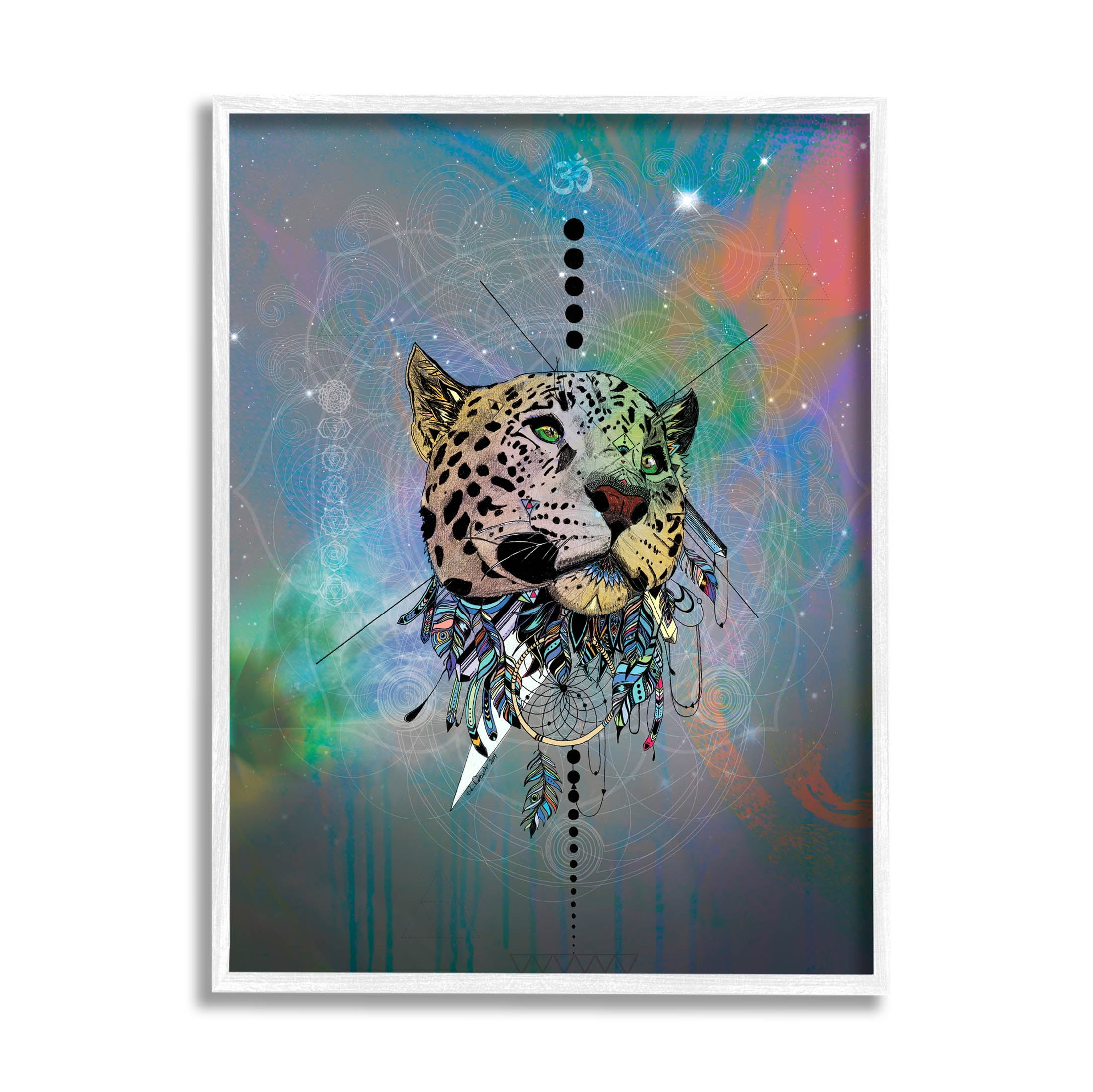 Stupell Industries Fractal Dreamcatcher Jaguar Graphic Art White Framed ...