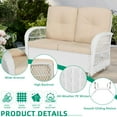 VIVIJASON 4-Piece Outdoor Patio White Wicker Conversation Sets, All ...