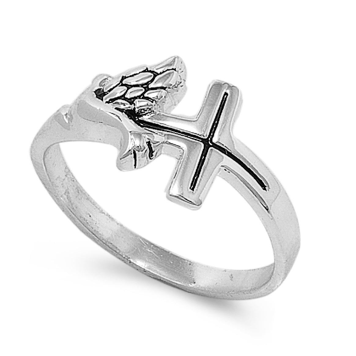 925 Sterling Silver Gift of the Holy Spirit Cross Ring Size 5 - Walmart.com