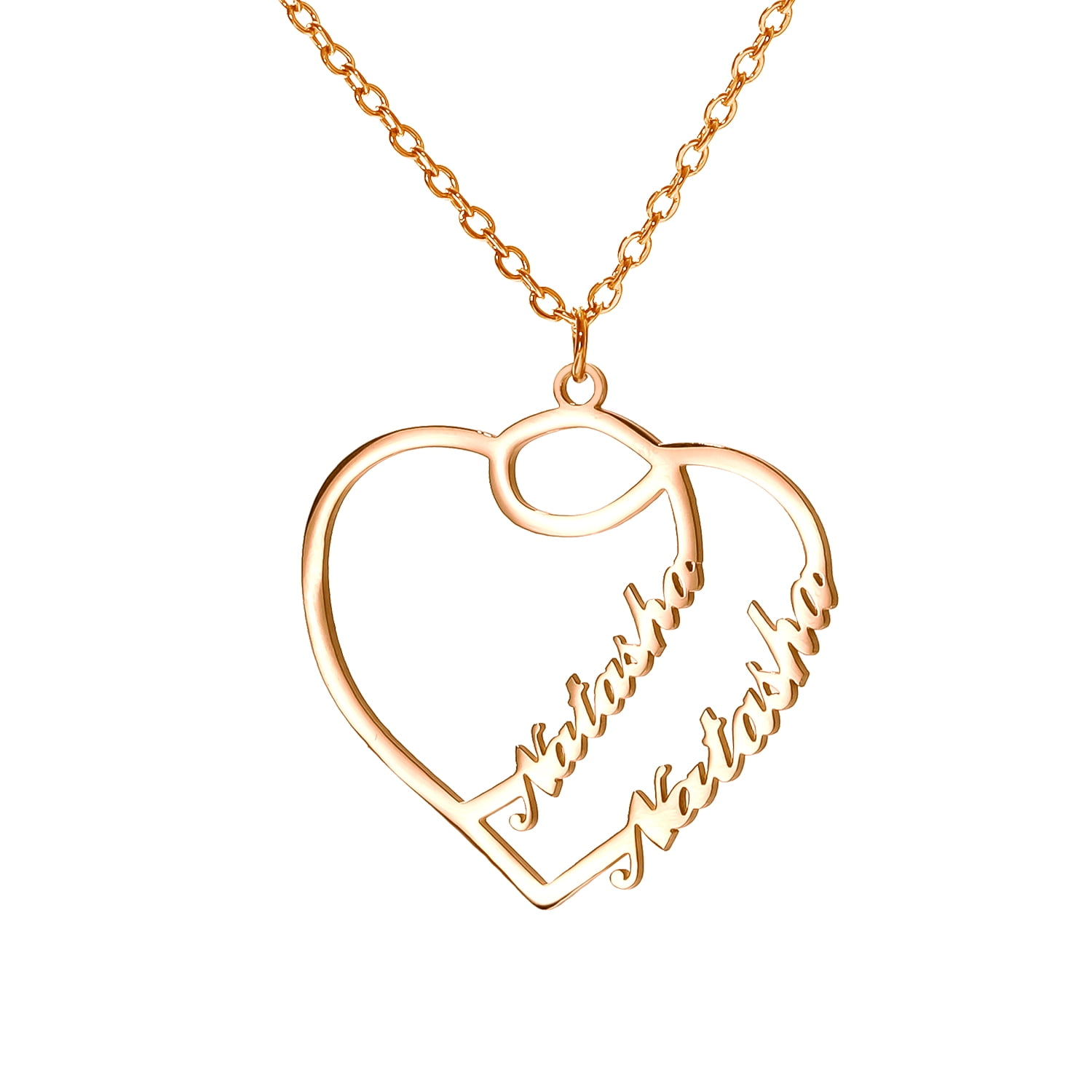 NUNCAD Custom Name Love Heart Pendant Personalized Name Heart Necklace ...