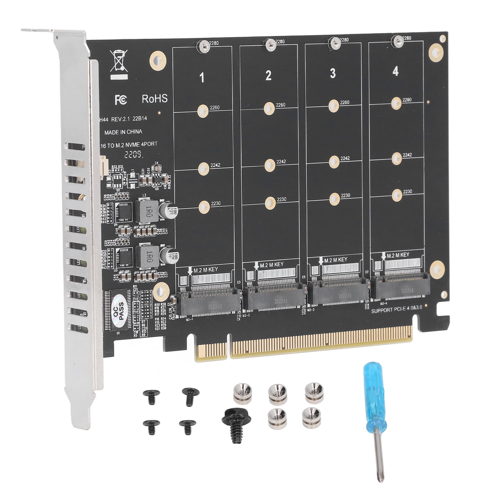 Adaptador M.2 NVME SSD a PCIE X16 Tarjeta Raid suave de 4 puertos de ...