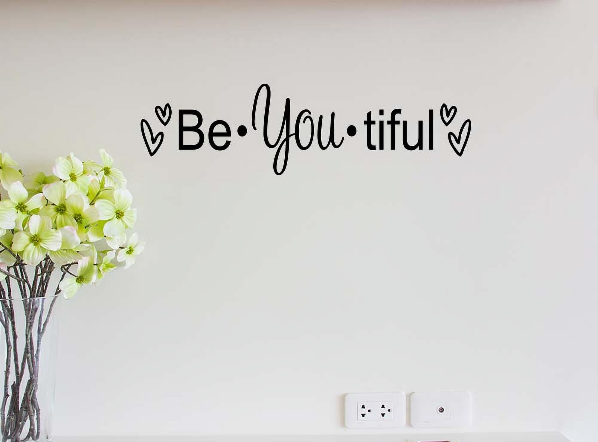 Be You Tiful 22 x 6 Cute Hearts Vinyl Wall Quote Decal Sticker Church ...