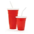 Winco SC-16-SET-R 16 oz Red, Polypropylene, Reusable Tumbler with Lid ...