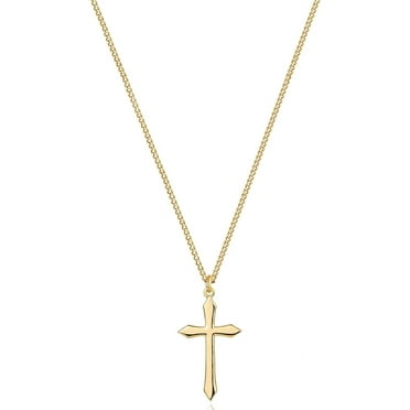 Yafe 18K White Gold Plated Wavy Cross with Cubic Zirconia Necklace ...