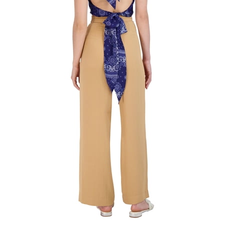 BCBGeneration Women's Wide Leg Pant Lace Up Tie Front Trouser, Tan ...