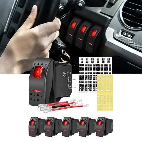 Nilight 6 Gang Rocker Switch Box 12V SPST ON Off Switch QC 3.0 USB ...