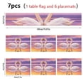 7 Piece Linen Table Runner and Placemats Set, Romantic Swans Forming ...
