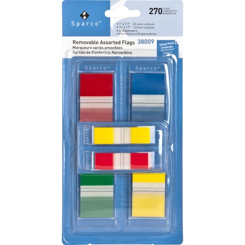 Sparco Removable Flags Combo Pack - 1" , 0.50" - Rectangle - Assorted ...