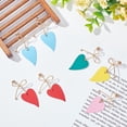 5 Pairs 5 Colors Alloy Bowknot with Heart Dangle Stud Earrings Light ...