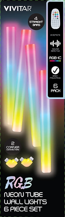 Vivitar RGB Neon Tube Wall Light with Remote, Light Reacts to Music ...
