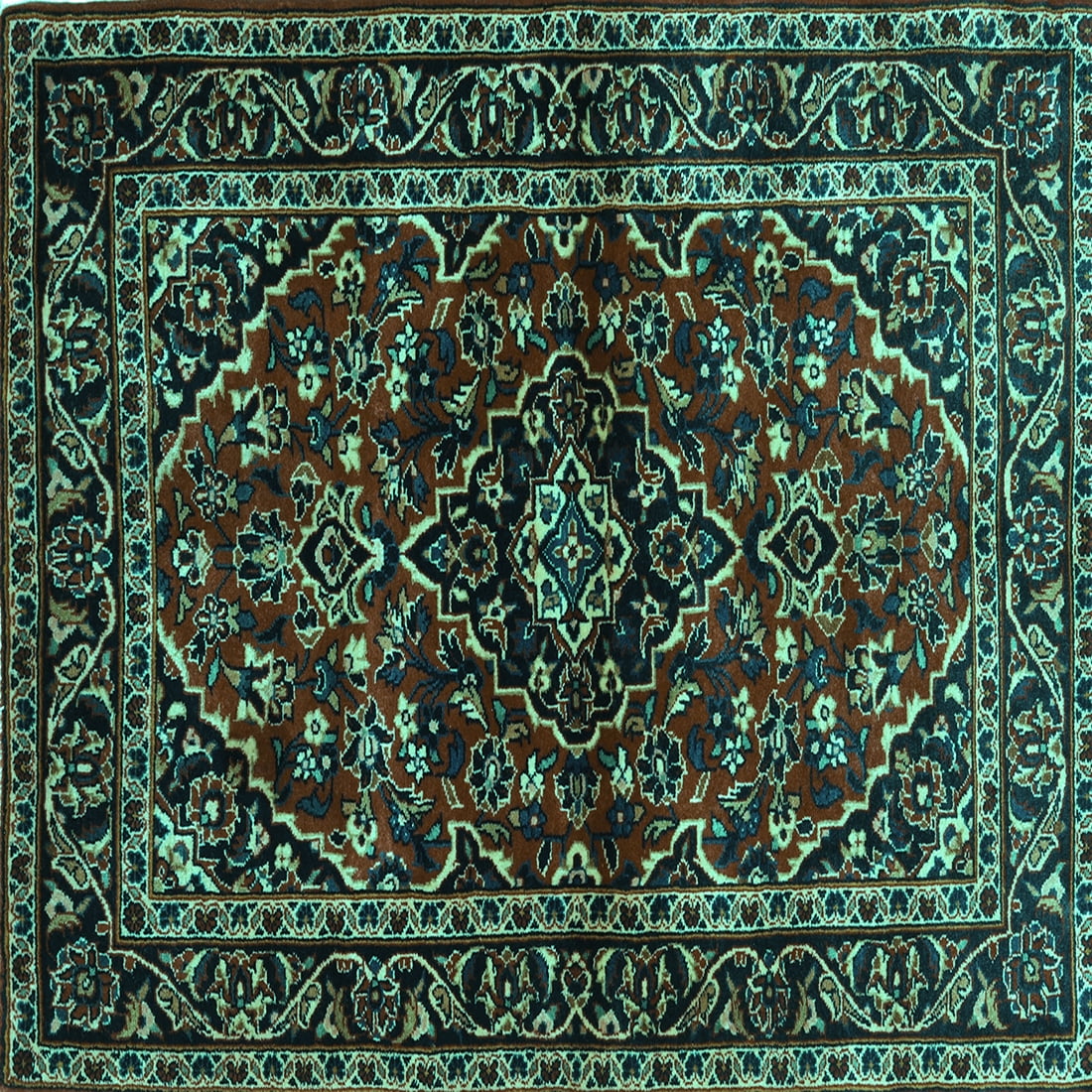 Ahgly Company Indoor Square Persian Turquoise Blue Traditional Area ...