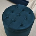 Dark Blue Round Storage Ottoman Flannel Reversible Lid Storage ...