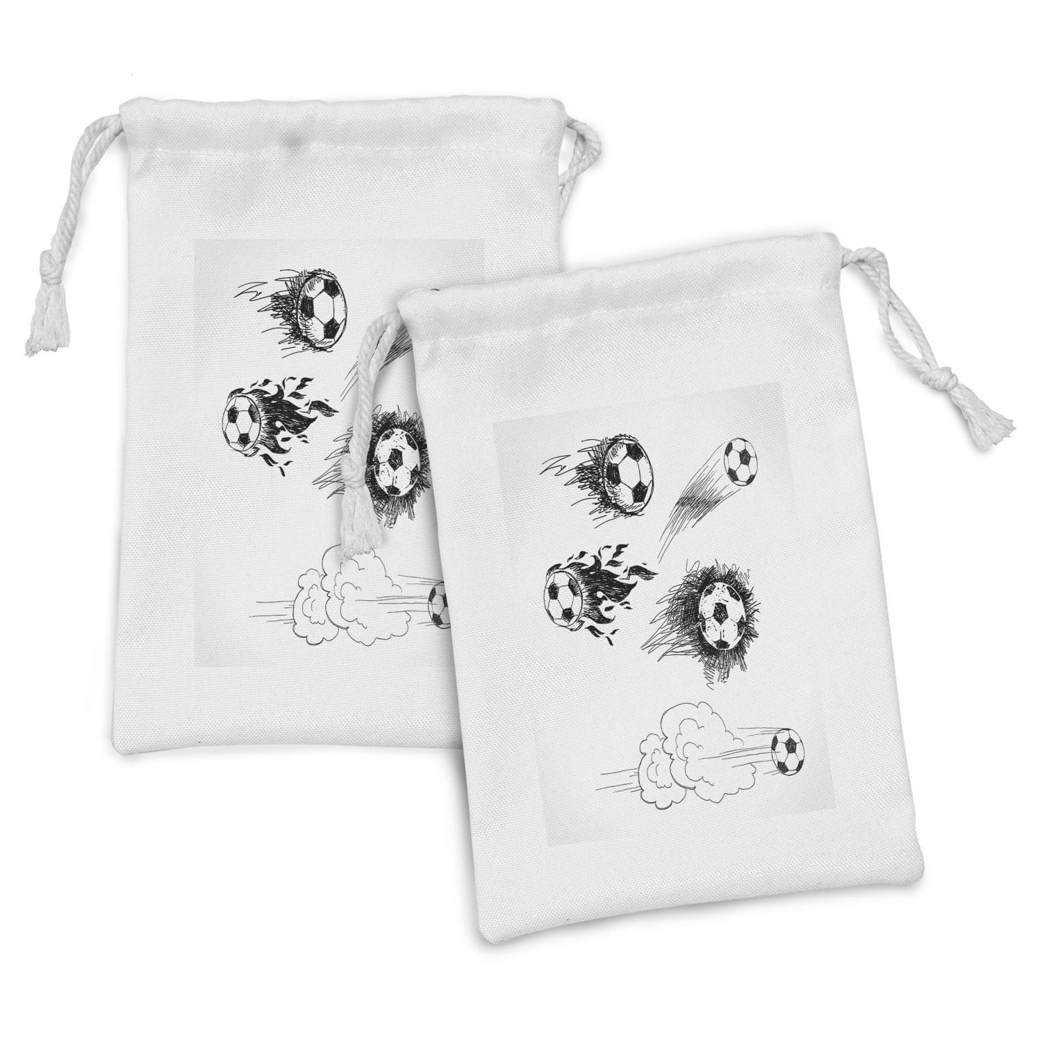Soccer Fabric Pouch Set of 2, Various Round Soccer Balls in Air Fast ...