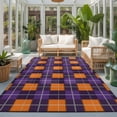 Area Rug 5x8ft, Happy Halloween Purple Orange Buffalo Grid Washable ...