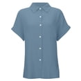BOOMNY Girls Short Sleeve Shirts Solid Buttons T-Shirts Loose Tee Tops ...