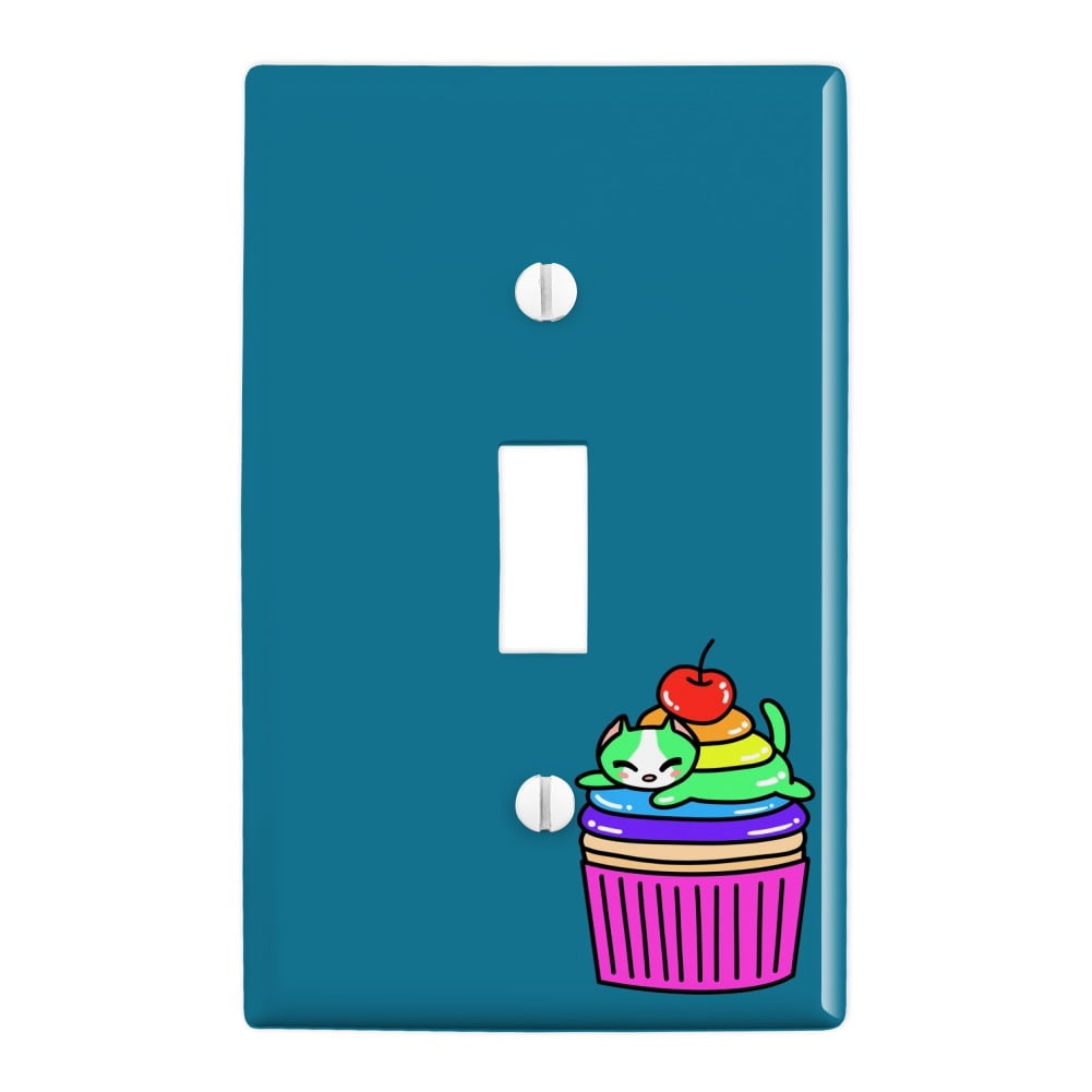 Cute Kawaii Lazy Cat in Rainbow Cupcake Plastic Wall Decor Toggle Light ...