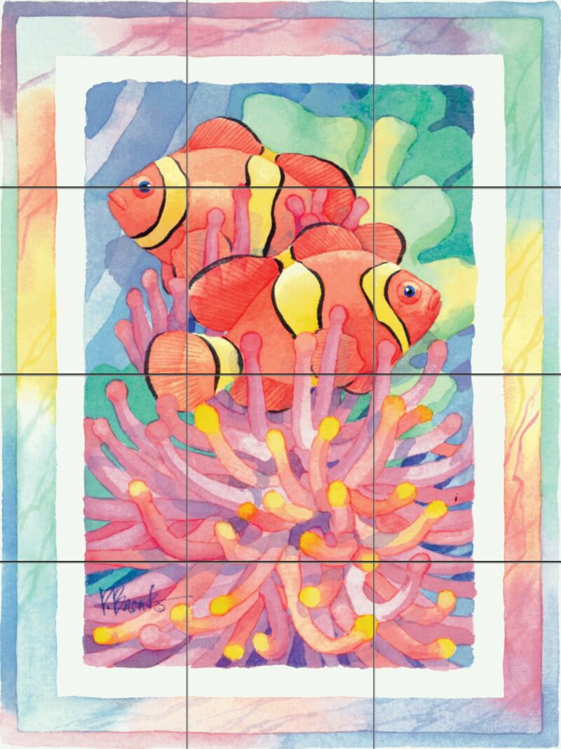 Tile Mural Bathroom Backsplash - Anemone Clownfish - by Paul Brent ...