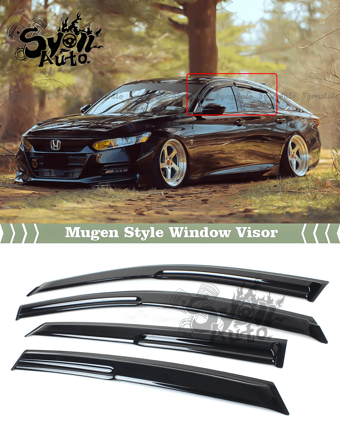 Fits 2018 2021 Honda Accord JDM 3D Wavy Mugen Style Window Visor Rain Guard Deflector Walmart