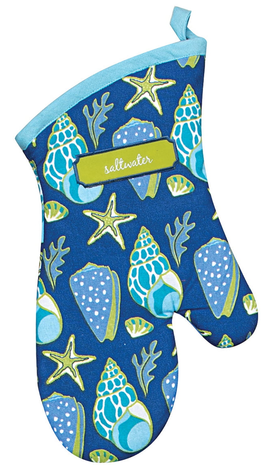 Blue and Green Saltwater Shells Kitchen Oven Mitt - Walmart.com