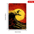 8x12 Inch Metal Wall Art Rectangular Surfer Wave Artwork Retro Sun ...