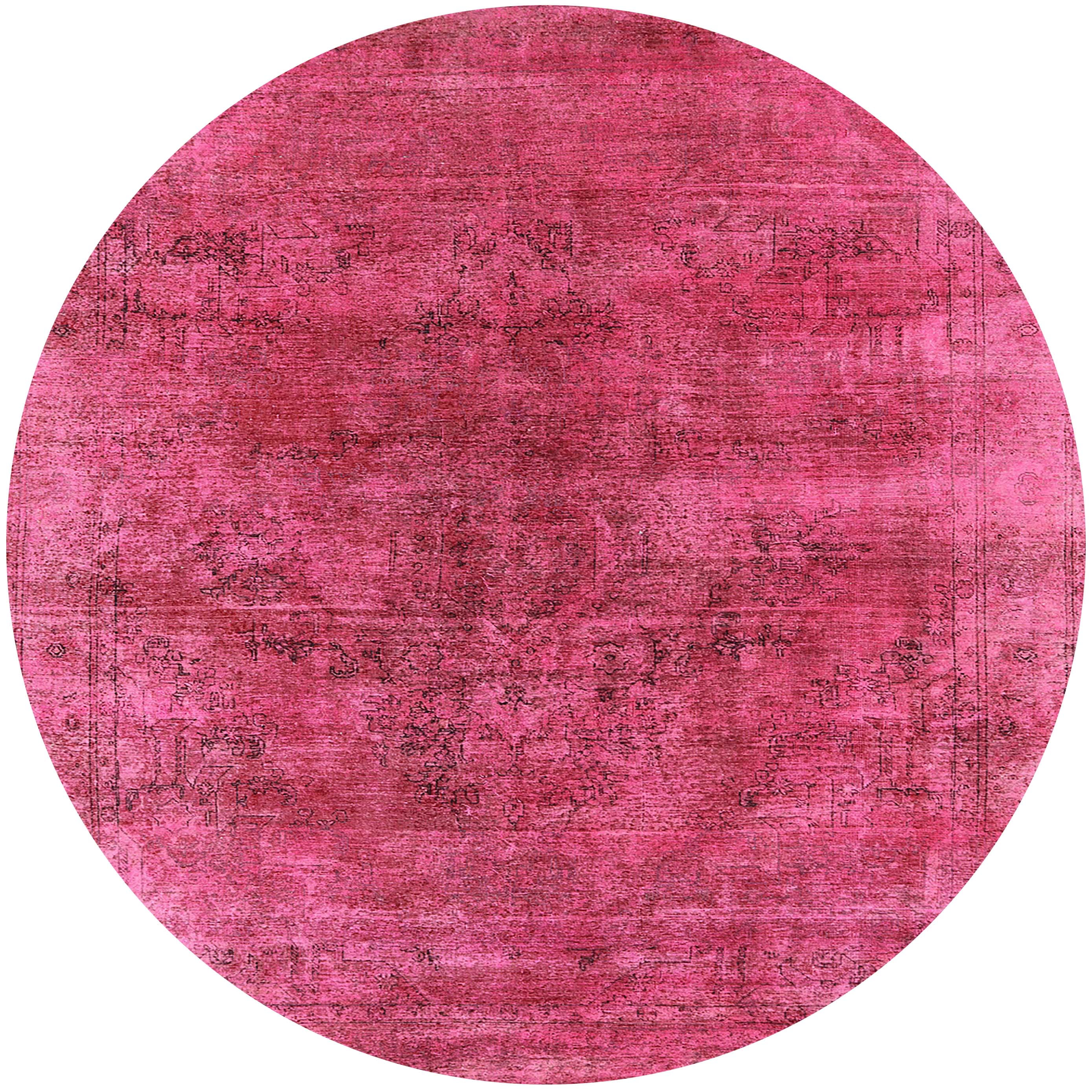 Ahgly Company Indoor Round Mid-Century Modern Violet Red Pink Oriental ...