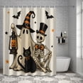 Bathroom Shower Curtain Halloween Skeleton Ghost Black Cat Waterproof ...