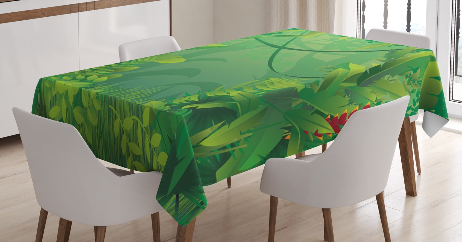 Green Leaf Tablecloth, Hawaiian Rainforest Tropical Climate Island ...