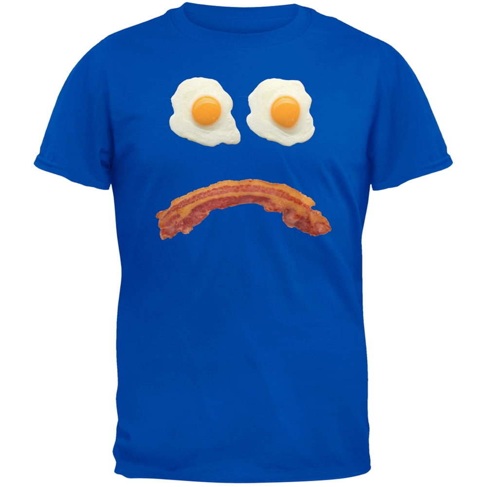 Mr. Sad Face Bacon And Eggs Blue Adult T-Shirt - X-Large - Walmart.com