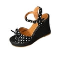 DIVVce Wedge Sandals For Women Polka Dot Bow Knot Platform Comfortable ...