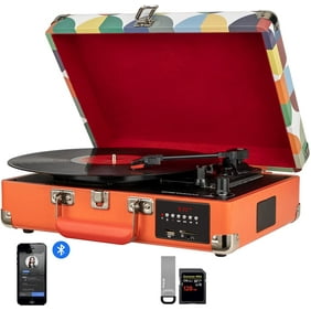 Pyle BT Vintage Style Turntable Record Player with Vinyl-to-MP3 ...