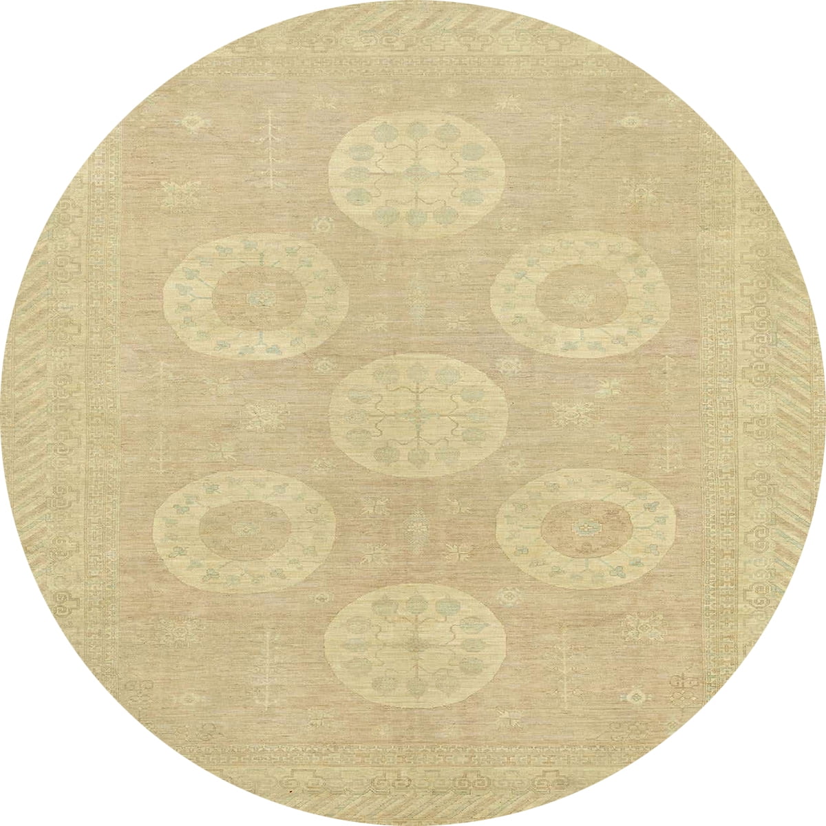 Ahgly Company Indoor Round Abstract Metallic Gold Oriental Area Rugs, 6 ...