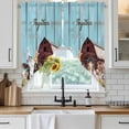 Farm Barn Swag Curtain Valance for Window 2 Panels Cow Pig Horse Sheep ...
