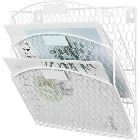 3 Tier Wall File Holder Chicken Wire Hanging Filing Organizer Wall ...