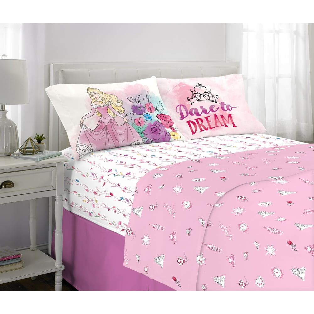 Disney Princess Sheet Set, Kids Bedding, 4-Piece Full Size - Walmart ...