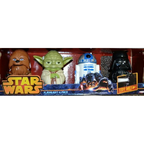 Star Wars Flashlight 4-Pack Chewbacca Yoda R2-D2 and Darth Vader ...